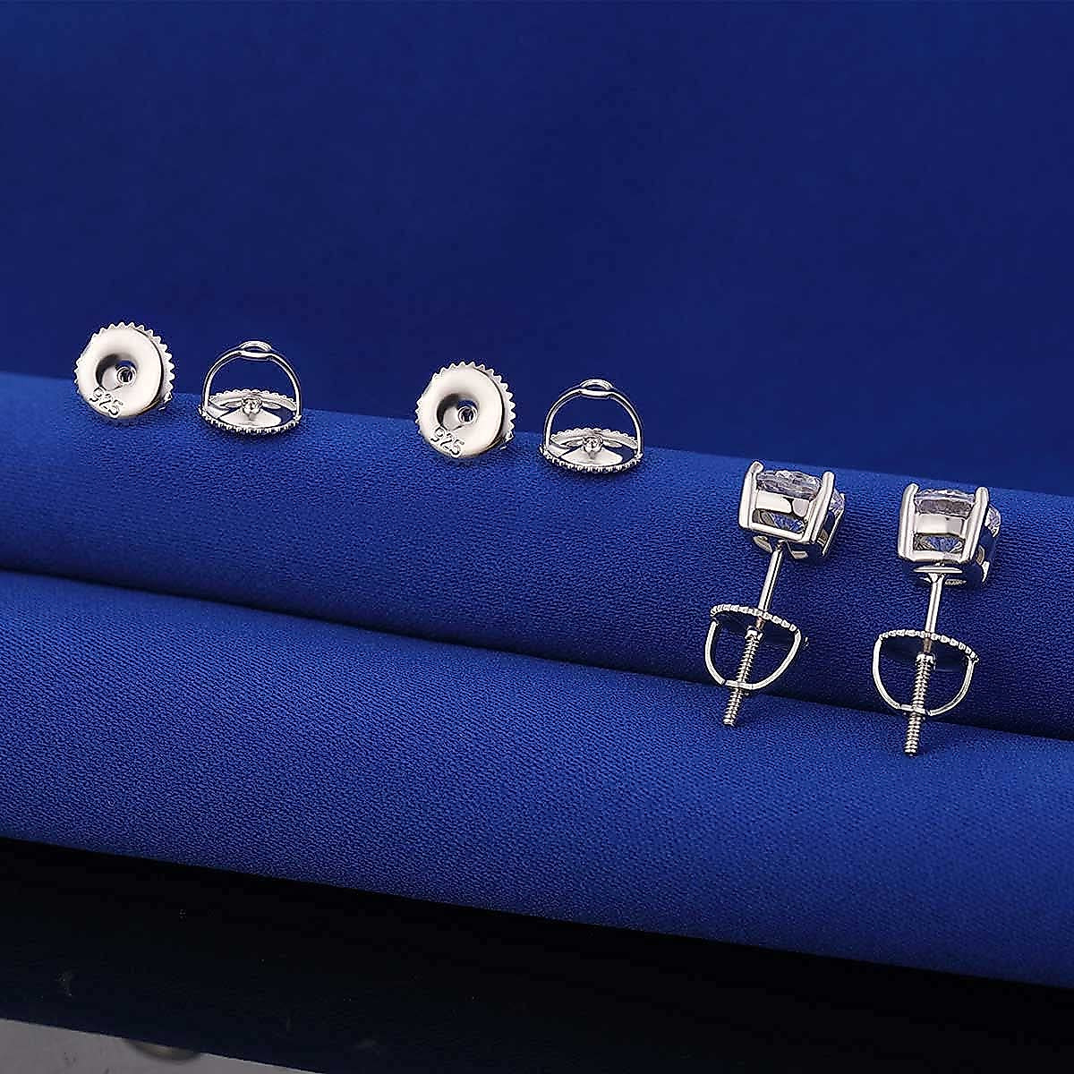 2 Pairs14k Gold Plated Screw Earring Backs 925 Sterling Silver Screw On Earring Backs for Studs,Hypoallergenic Screw Backs for Earrings Fit Threaded Post 0.032''