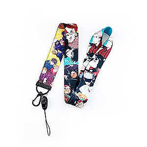 G-Ahora Anime Jujutsu Kaisen Bifold Leather Wallet Purse Credit Card Holder with Jujutsu Kaisen Lanyard (WC Jujutsu Kaisen C)