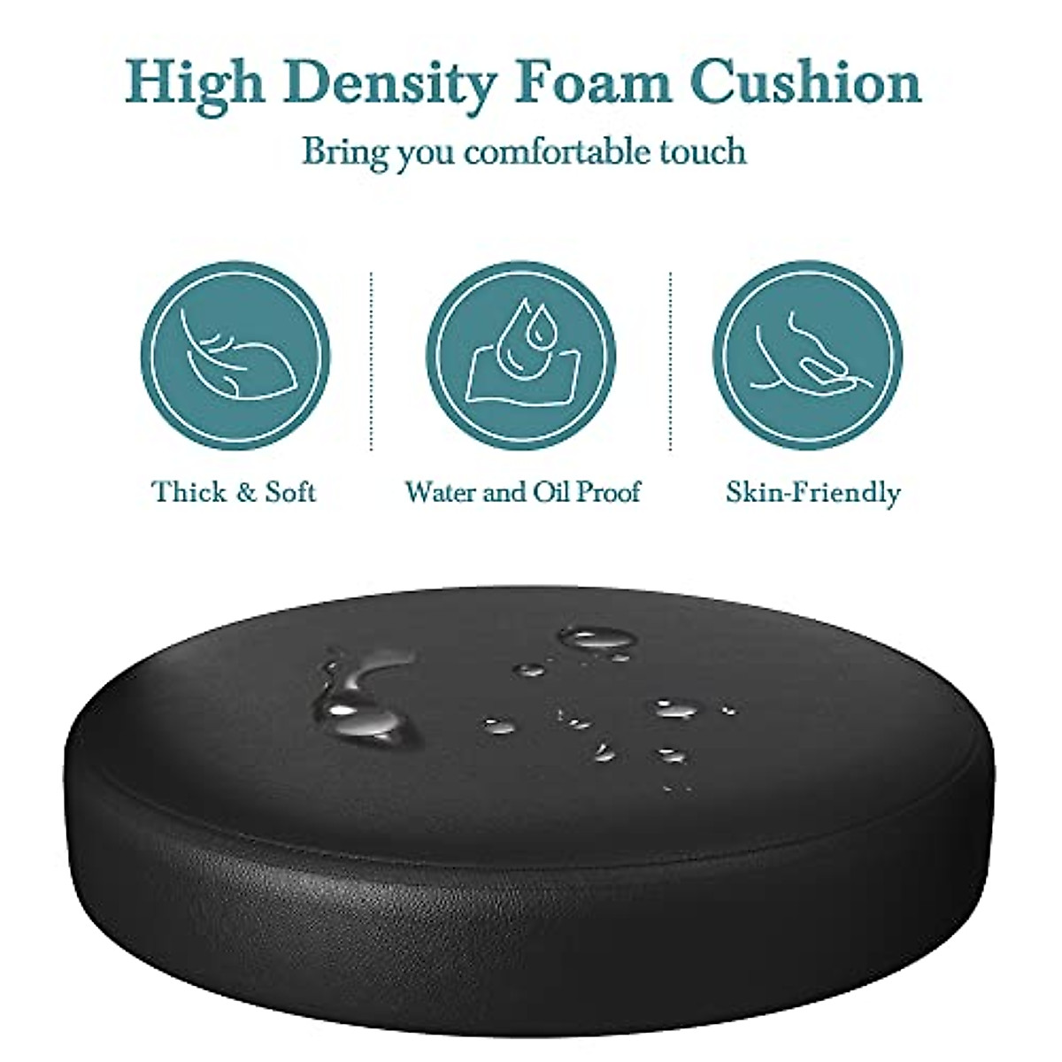 HOOMIC Rolling Stool Swivel Salon Shop Stool Chair Adjustable Drafting Stool Massage Spa Stool with PU Leather Cushioned in Black…