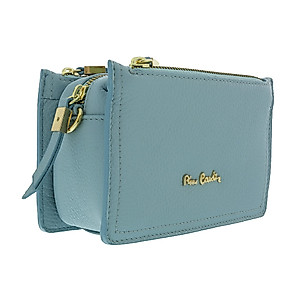 Pierre Cardin Light Blue Leather Small Structured Square Crossbody Bag for womens