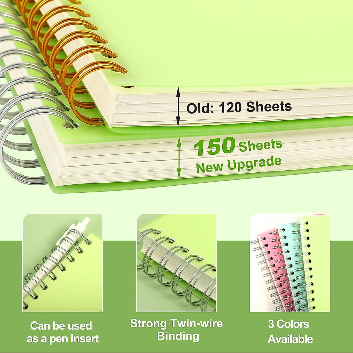 CAGIE Spiral Notebook College Ruled - 5 Subject Spiral Notebook with Tabs Dividers, 300 Pages A5 Small Spiral Notebook 5x7, Hardcover 5 Subject College Ruled Spiral Notebook for School Note Taking