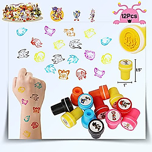 SSJYILE 98Pcs Sonic Party Supplies for Kids Boys Girls, Sonic Party Favors With Goodie Bags, Birthday Carnival Prizes, Themed Box Toys for Classroom, Kids Party Suppilies Favors Gifts