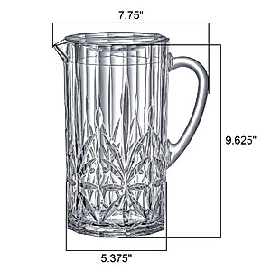 Amazing Abby - Stately - Acrylic Pitcher (80 oz), Clear Plastic Water Pitcher with Lid, Fridge Jug, BPA-Free, Shatter-Proof, Great for Iced Tea, Sangria, Lemonade, Juice, Milk, and More