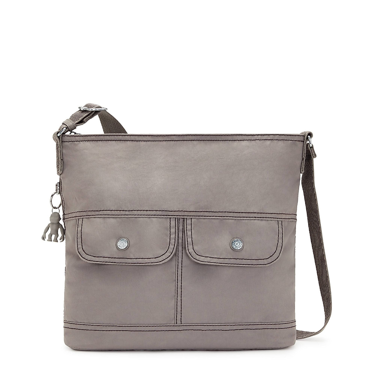 Kipling womens Women's Cooper Bag, Lightweight Handbag, Nylon Crossbody Medium Shoulder Bag, Grey Gris M7, 15.25 L x 12.5 H 4 D US