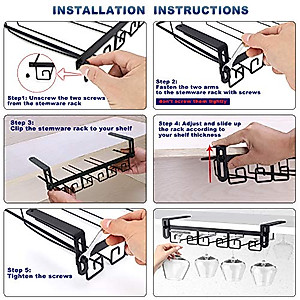 Under Cabinet Wine Glass Rack Black, Wine Glass Holder Under Shelf, Wine Glass Racks Under Cabinet Wine Glass Hanger, Under Shelf Wine Glasses Holder Under Cabinet, Stemware Rack Under Cabinet Cmecial