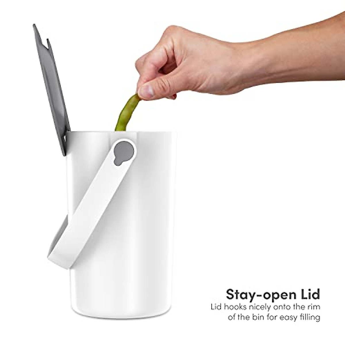 QUALIAZERO Multi-Purpose Countertop Compost Bin | 4L / 1 Gal ABS Plastic Slim Shape | Trash Can with Gray Lid | (4L / 1 Gal, Gray)