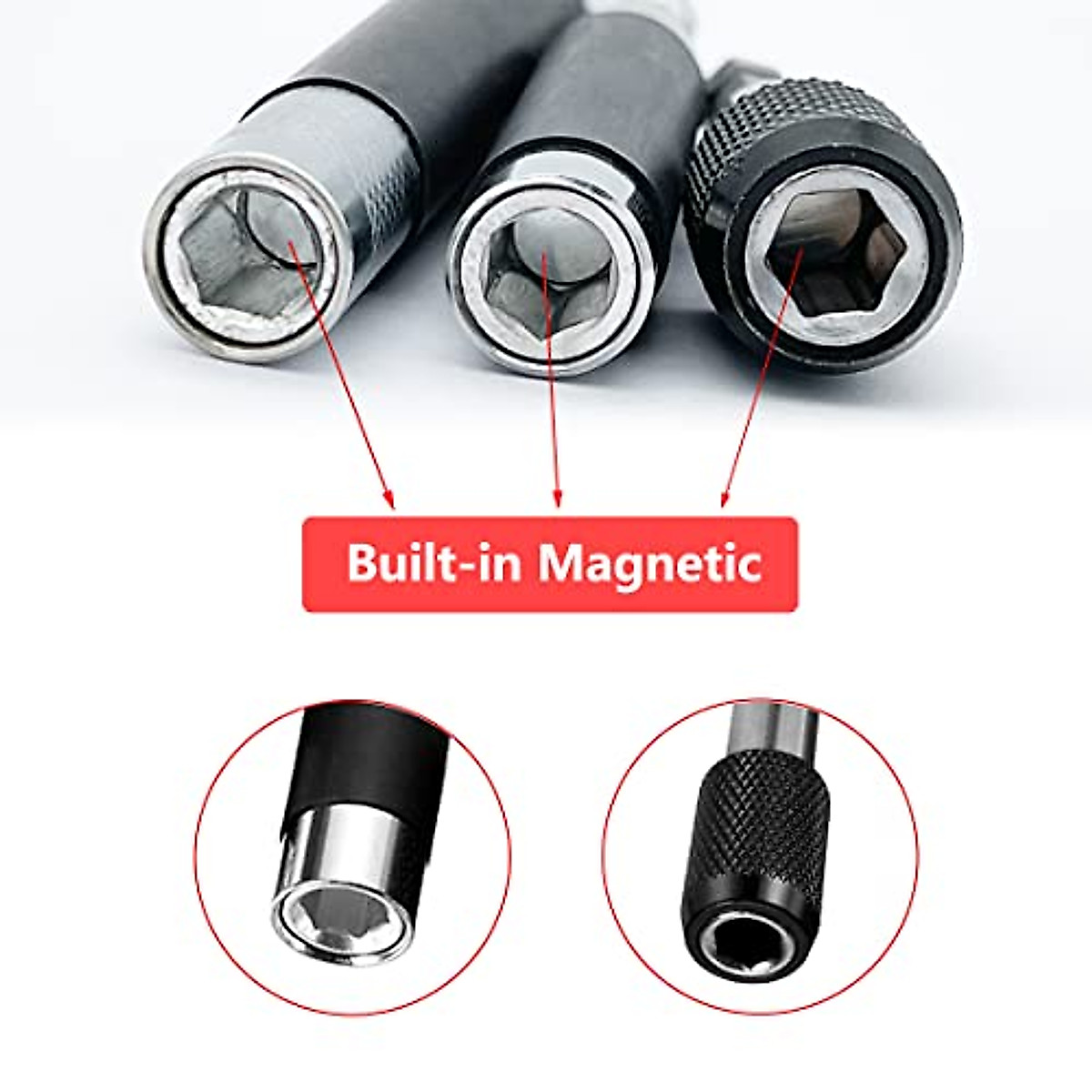 SeonFook 3pcs Magnetic Drive Guide Quick Release Screwdriver Bit Holder Extension with 1/4 Inch Hex Shank Drill Bit Tip Holder Connection Rod Adapter Sleeve for Nuts Drill and Handheld Driver