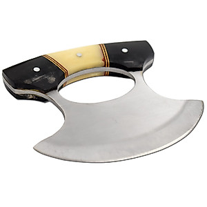 Wild Turkey Handmade Chef Kitchen Alaskan Ulu knife Crescent Blade Bone Handle (BNHR)