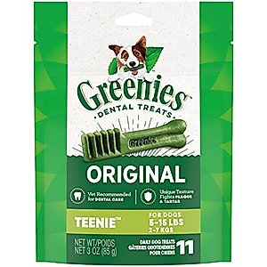 Greenies Original Teenie Natural Dental Care Dog Treats, 3 oz. Pack (11 Treats)