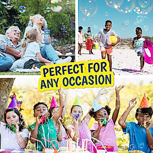 Sunny Days Entertainment Bubble Solution Refill with Wand 64oz Non Toxic (1/2 Gallon), Kids Easy Grip Bottle Refill for Bubble Machine, Bubble Wands, Bubble Toys