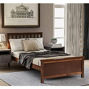 MERITLINE Twin Bed Frame, Wood Platform Bed with Headboard and Footboard, No Box Spring Needed, Walnut