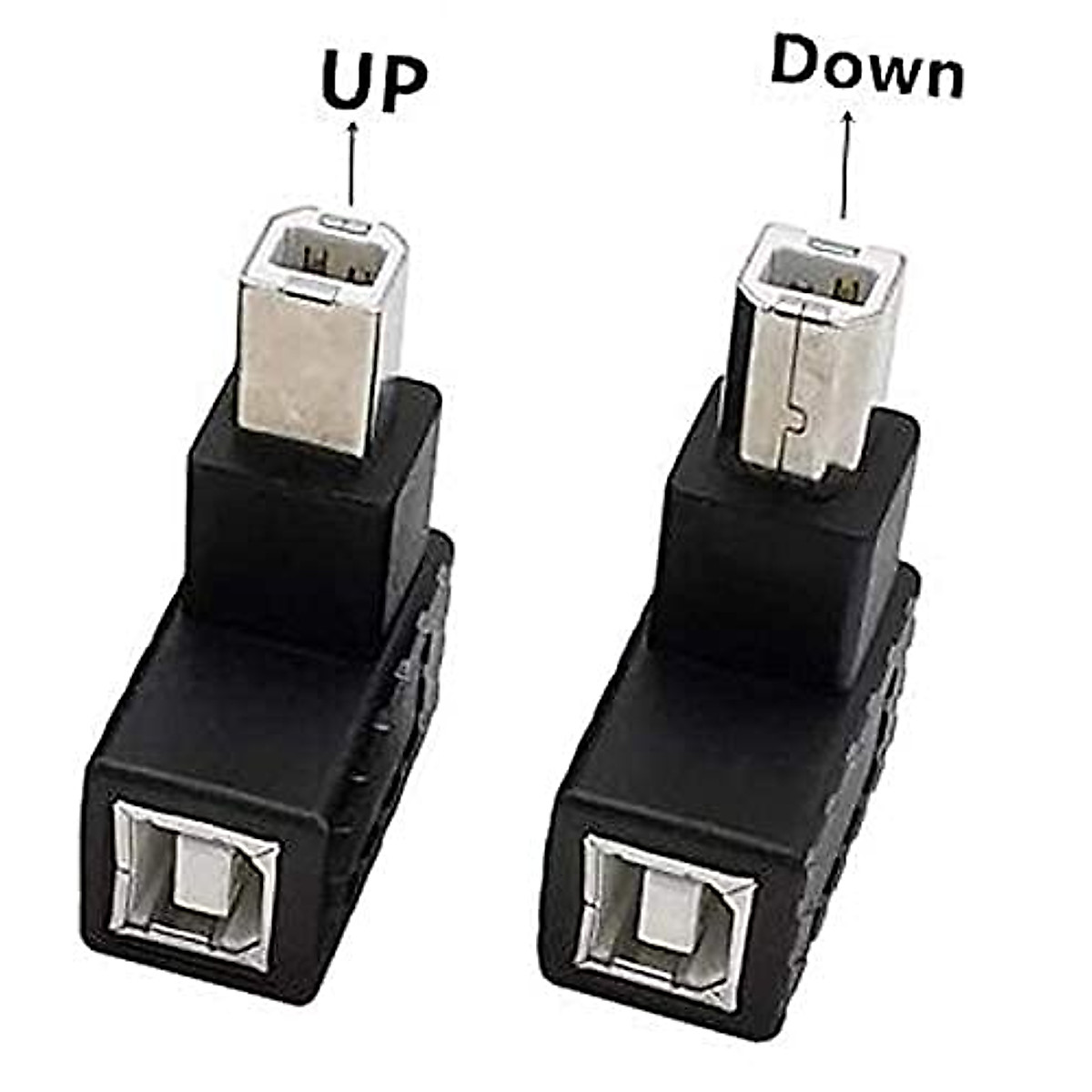 Traovien 90 Degree USB B Printer Adapter, 2 Pack USB 2.0 Type-B Male to Female Up and Down Angle Printing and Data Extension Adapter for Printer Scanner HDD (UP&Down)