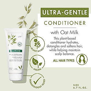 Klorane Ultra-Gentle Conditioner with Oat Milk, Sulfate-Free, Dermatologist and Pediatric Tested, Hypoallergenic, Vegan, Plant-based, Biodegradable 6.7 Fl Oz (Pack of 1)