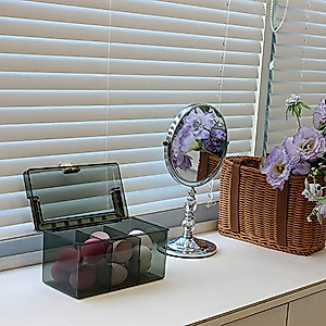 BangQiao Small Plastic Storage Box with Handle and Adjustable Dividers, Multipurpose Lockable Container Case for Sewing, Stationery, Art&Craft Supplies, Cosmetics, First Aid Kit, Clear/Smoke Green