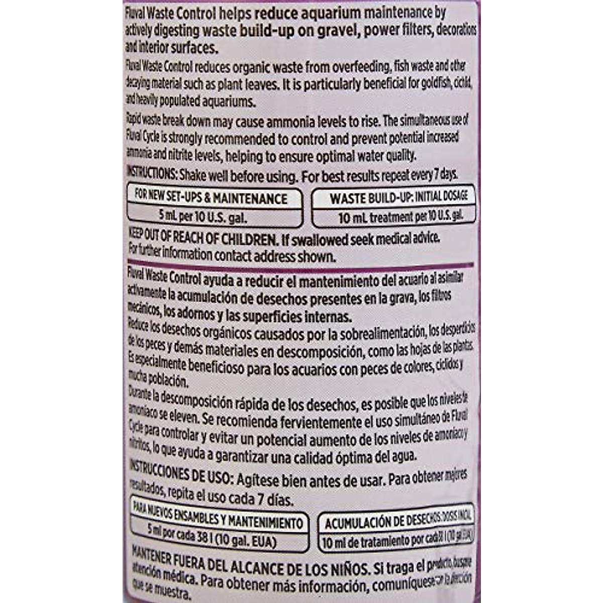 Fluval Waste Control Biological Cleaner, Aquarium Water Treatment, 8.4 Oz., A8355