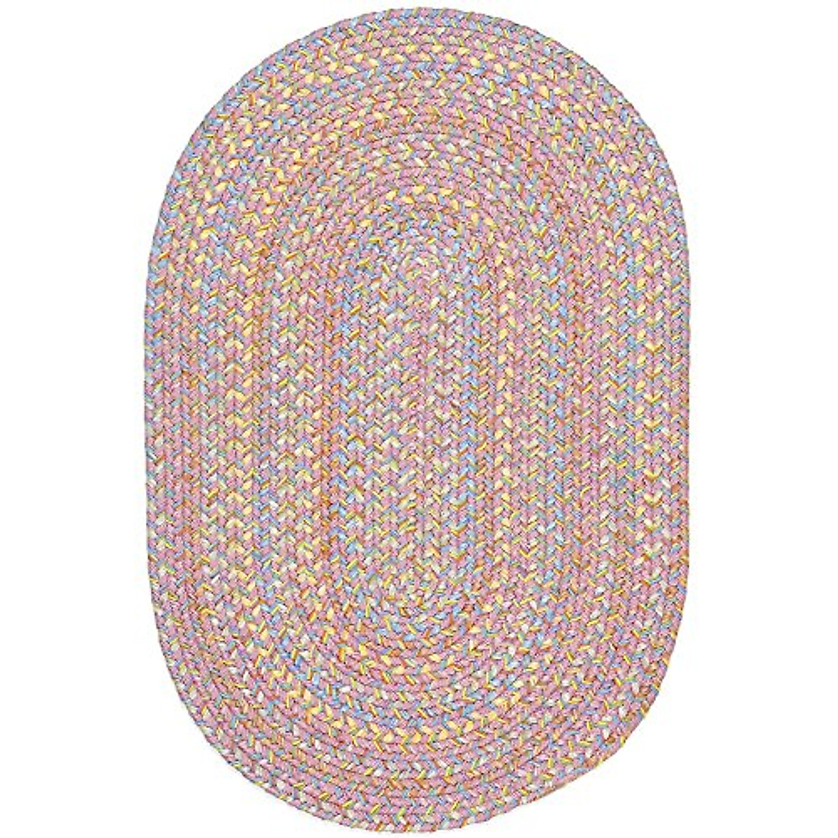 Super Area Rugs Braided Rug for Kids Room - Nursery Rug - Classroom Rug - Made in USA - Washable Rug for Playroom - Hipster, Pink Multi, 4' X 6' Oval