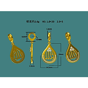 ALLAH Teardrop Islamic Calligraphy Muslim 925 Sterling Silver Charm Bead For Pandora & Similar Charm Bracelets or Necklaces