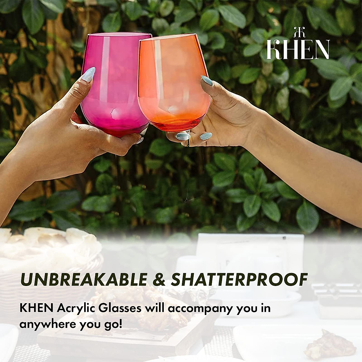 Floating Wine Glasses for Pool | 2 Set | Shatterproof Tritan Acrylic Drinkware, Unbreakable - Colored European Design BPA-free plastic, Reusable, All Purpose Glassware, Hand Wash 15oz (Smoke Grey)