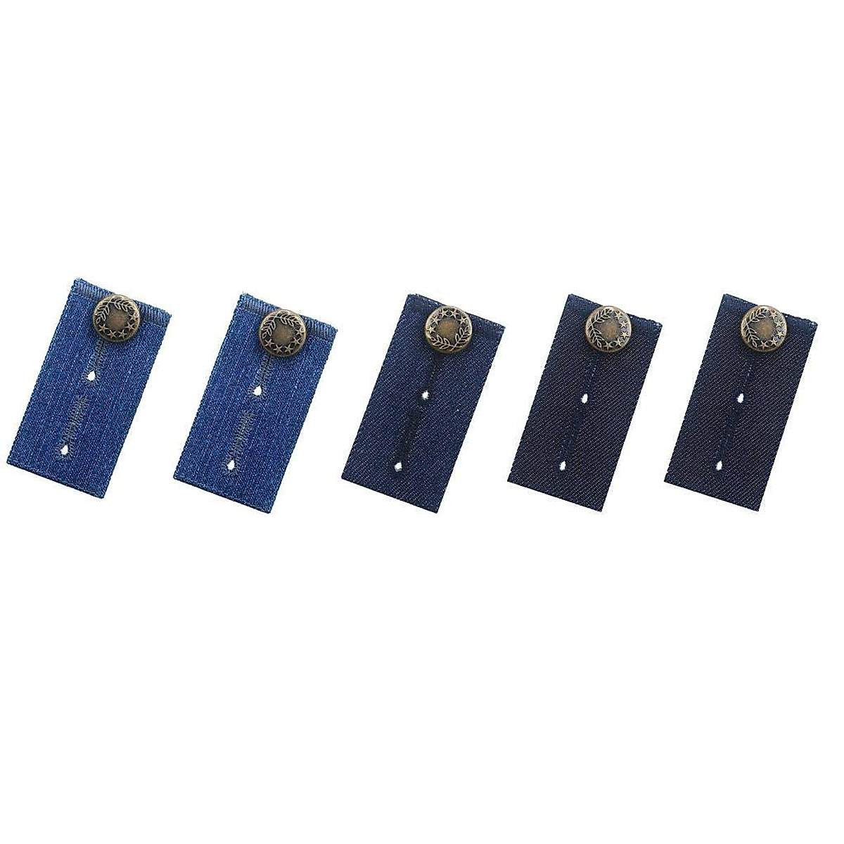 Waistband Extenders by Johnson & Smith | Button Extender for Pants | Denim Material | Pack of 5 Shades | Premium Metal Buttons | 2 Button Holes | Button Extender for Jeans