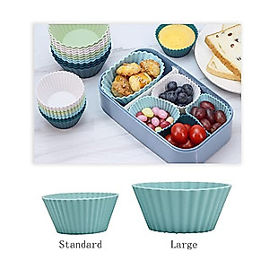 SAWNZC Silicone Baking Cups, Reusable Cupcake Liners, 12 Pack Cake Molds, Standard Size Muffin Liners, Dishwasher Safe