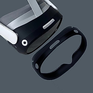 VR Headset Protective Cover Silicone Front Face Shell for Pico 4,Soft Protector Shell Skin (Black)
