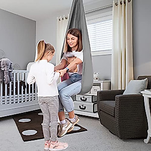 Therapy Sensory Swing for Kids and Adult (Hardware Included) Adjustable Cuddle Bedroom Hammock Has Calming Effect On Child with Special Needs(Gray Size:59"x110")