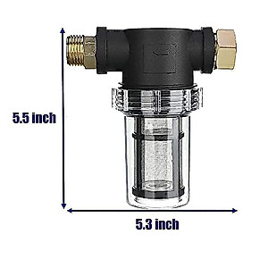 M MINGLE Garden Hose Filter for Pressure Washer Inlet Water, Garden Hose Adapter, 3/4 Inch Brass Connector