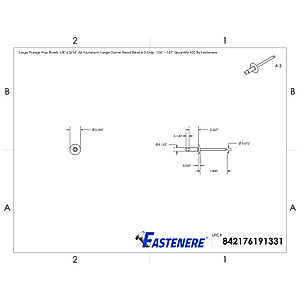 Large Flange Pop Rivets 1/8" x 3/16" All Aluminum Dome Head Blind 4-3 Gap .126" - .187" Quantity 100 by Fastenere