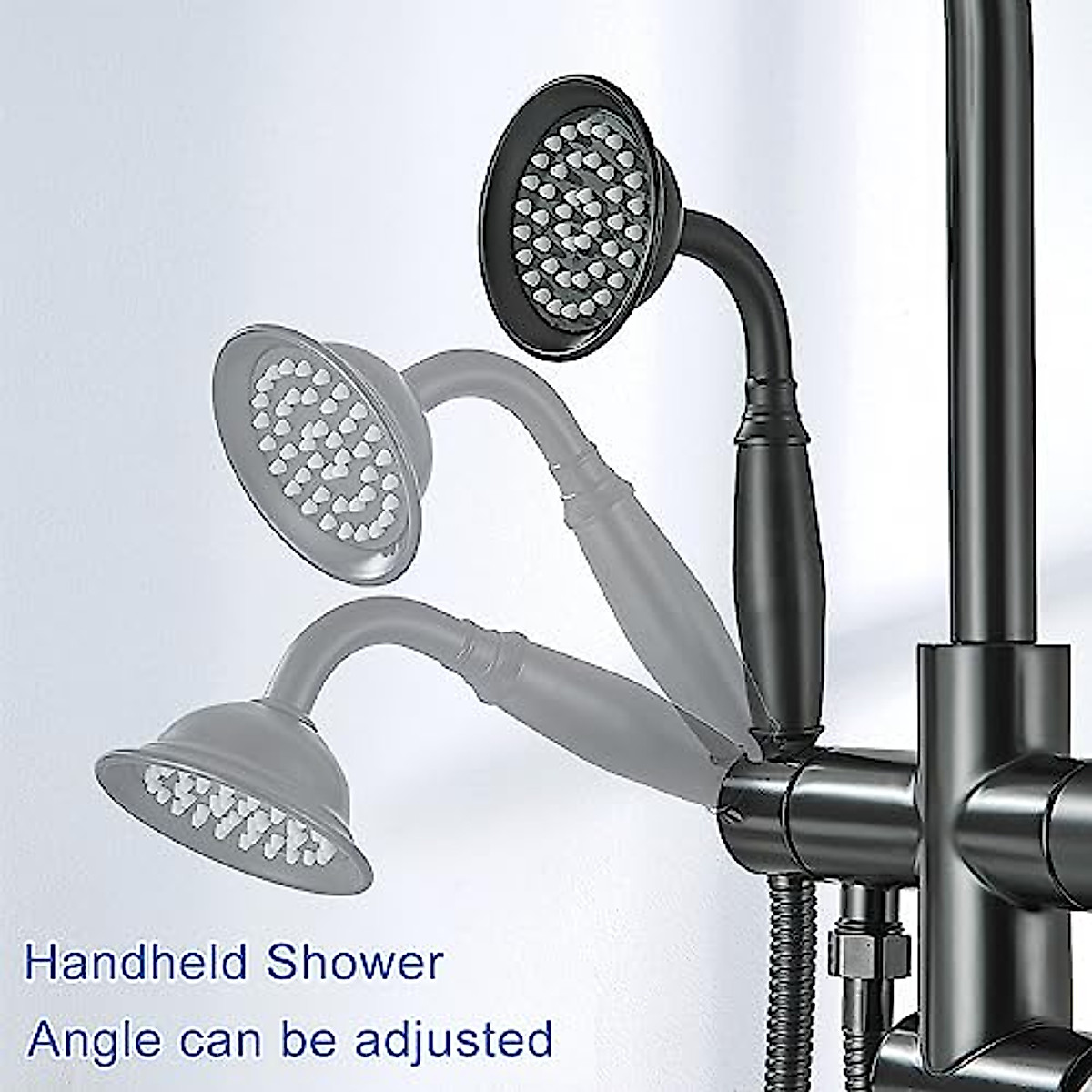 Freestanding Bathtub Faucet Floor Mount Tub Filler Matte Black Standing High Flow Shower Faucets with Handheld Shower Mixer Taps Swivel Spout