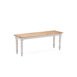 Boraam Farmhouse Bench, White/Natural 14 x 48 x 18