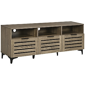HOMCOM TV Stand for 65 Inch TV, Entertainment Center with Drawer, Doors, and Storage Shelves, TV Cabinet for Living Room, Bedroom, Gray