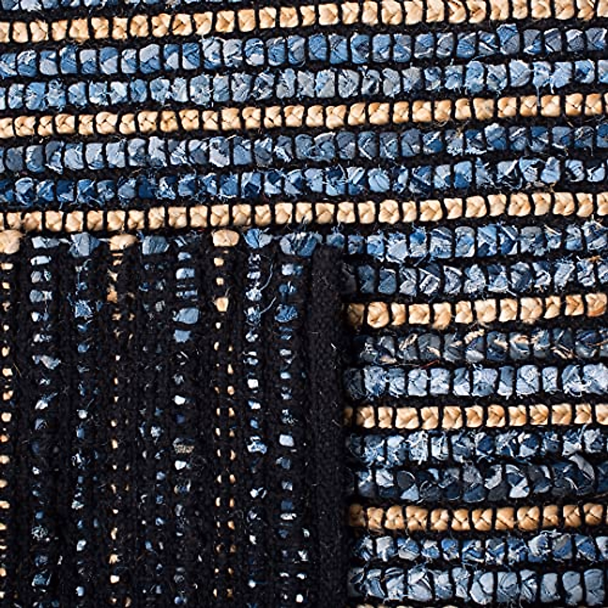 SAFAVIEH Cape Cod Collection Area Rug - 5' x 8', Blue & Natural, Handmade Flat Weave Braided Jute & Cotton, Ideal for High Traffic Areas in Living Room, Bedroom (CAP363A)