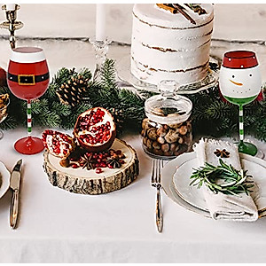 Gift Boutique Christmas Wine Glasses 16.8 Oz Set of 2 Festive Santa Belt and Snowman Drinking Goblets Cups with Stem Xmas Wineglass Gift Red Green and White Colored Painted Winter Glassware