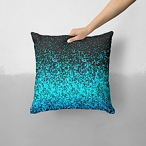iiRov Black and Turquoise Unfocused Sparkle Print - Custom Decorative Home Decor Indoor or Outdoor Throw Pillow Cover for Sofa, Bed or Couch Cushion (Pillow CASE Cover ONLY)