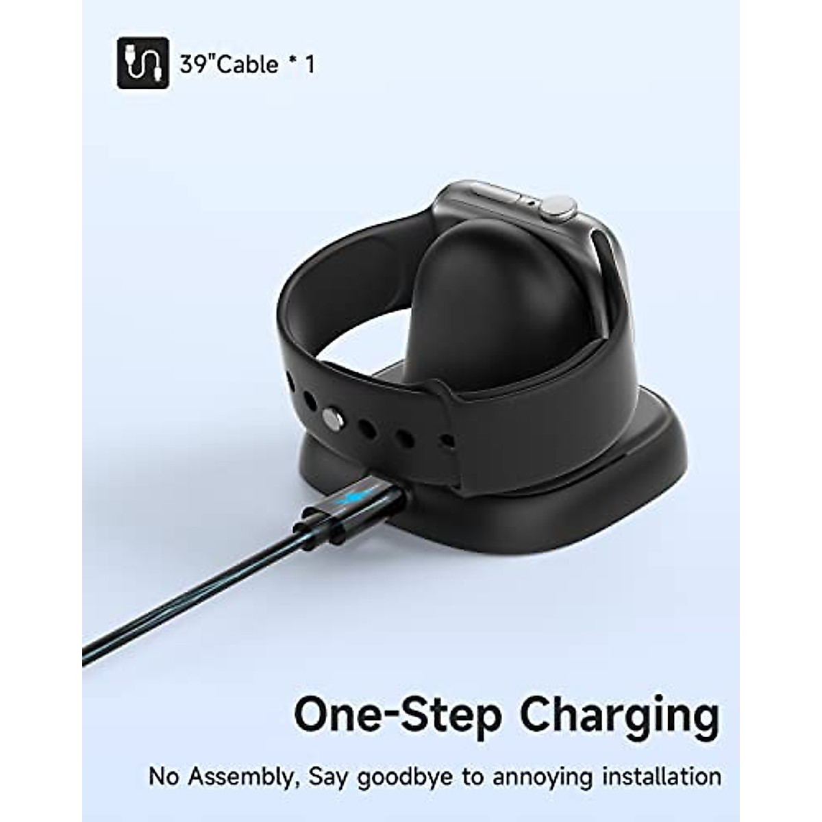 NEWDERY Charger Stand for Apple Watch, Portable Watch Charger for iWatch with USB C Cable,Fast Charging,Wireless Charging Station for iWatch series Ultra/8/7/6/5/3/2/SE, 49/45/44/42/41/40/38 mm, Black