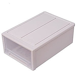 ZSEDP S/m/l/XL/XXL Household Transparent Stackable Drawer Storage Box Container Organizer (Color : Beige, Size : XX-Large)