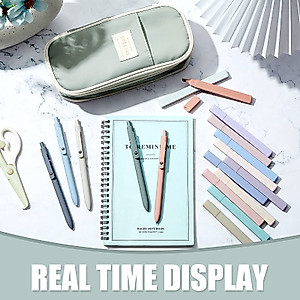 Henoyso 18 Set Aesthetic Bible Study Supplies Include Big Capacity Pen Bag with Zipper 12 Pcs Chisel Tip Bible Highlighters 5 Pcs Quick Dry Retractable Black Ink Pens for Office(Green)