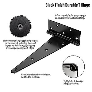 PRIZOM 12Inch T-Strap Shed Door Hinges Gate Strap Hinges Wrought Hardware for Wooden Fences,Yard,Barn Door,Rustproof