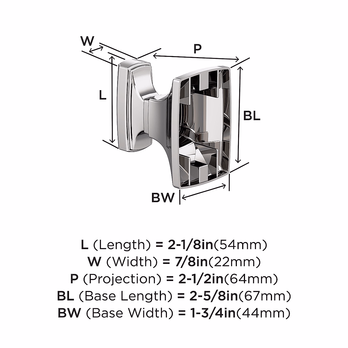 Amerock BH3601026 | Chrome Single Robe Hook | 2-5/8 in. (67 mm) Length Towel Holder | Highland Ridge | Towel Hook for Bathroom | Bathroom Hardware | Bath Accessories