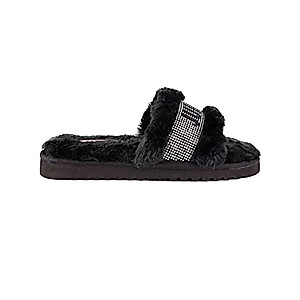 Juicy Couture Womens Gravity Womens Slide Sandals, Beach Sandals for women, Flip Flops Sandals, Pool Slides Shoes, Size 6 Black