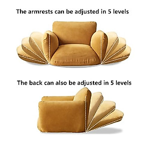 Adjustable Folding Sofa Chair,Lazy Sofa Chair with 5 Adjustable Position Armrests and Backrest for Home, Bedroom Floor Gaming Chair (Color : Green)