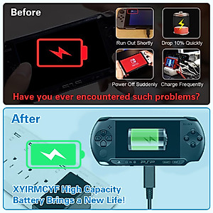 XYIRMCYF 2PCS PSP 1000 Battery (2024 New Upgrade), 6500mAh New 0 Cycle High Capacity Battery for Sony PSP 1000 PSP-110 PSP-280 Console