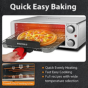 2-in-1 Baker Countertop Doorless Pizza Oven Toaster Combo Stand-up Oven Spacestar Multi Functions Fits 10” pizza, 4 Slices of Bread, 1200W,12L, Stainless Steel