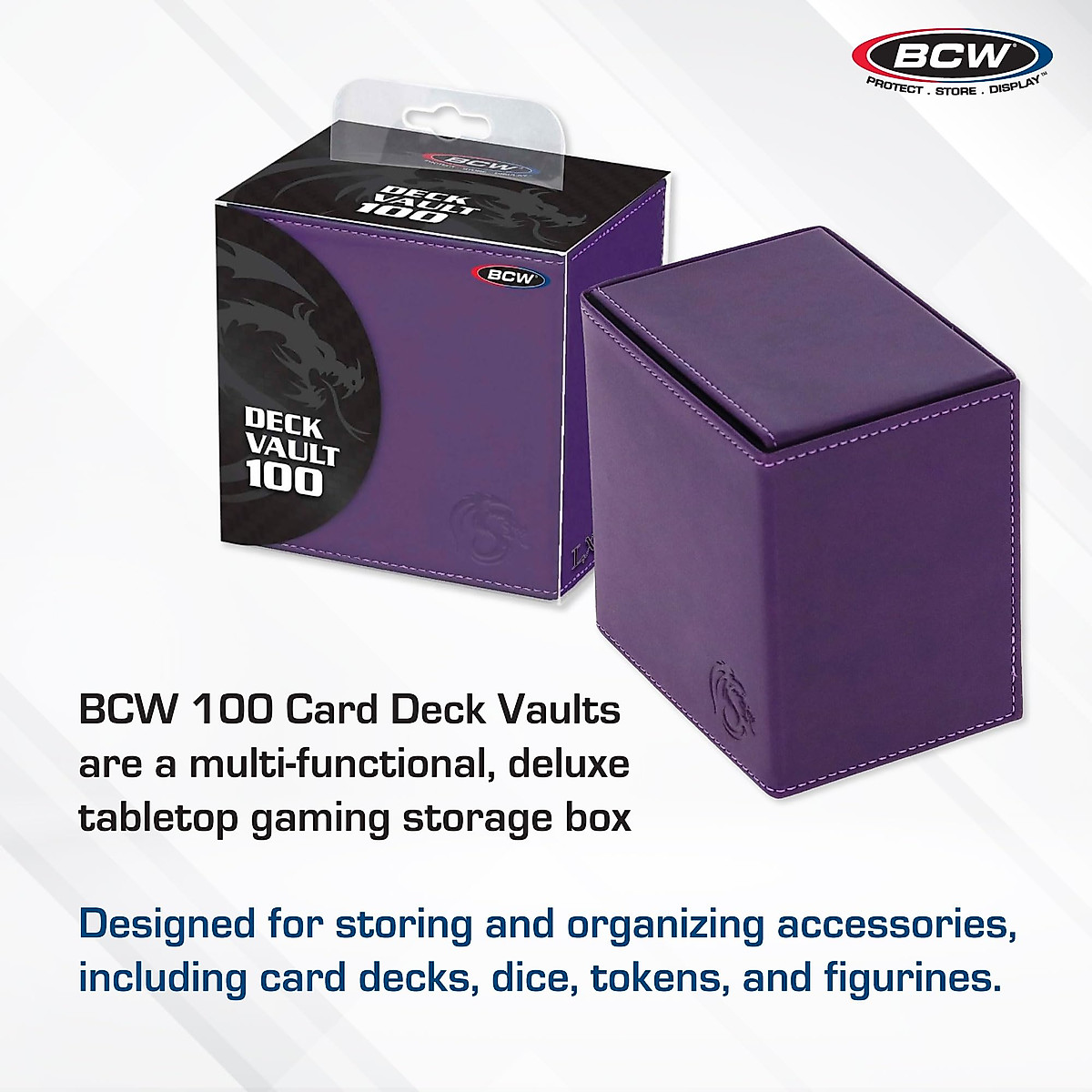 BCW Deck Vault LX 100 - Purple | Card Deck Case with 100 Sleeved Gaming Cards Capacity | For Magic: The Gathering, Pokemon, Commander Decks