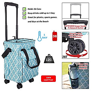 dbest products Ultra Compact Cooler Smart Cart 360 Insulated Collapsible Rolling Tailgate BBQ Beach, Moroccan Tile