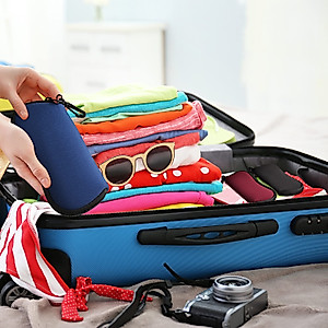 Flutesan 3 Pieces Sunglasses Soft Case Portable Neoprene Zipper Eyeglass Case Ultra Light Sunglasses Safety Pouch Glasses Case with Clip