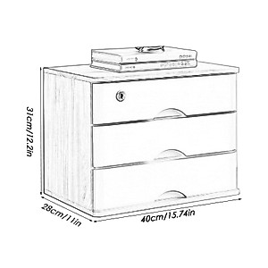 JAEFIT Desktop File Cabinet - Solid Wood Storage Box, Wooden Desktop Drawer Cabinet, Desktop Storage Box with Lockable Drawers, 1/2/3/4 Floors Flat File Cabinet (Size : 3 Layer)