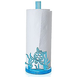 Beach Paper Towel Holder Nautical Wooden Paper Towel Stand Sea Turtle Octopus Weed Ocean Paper Towel Dispenser Kitchen Farmhouse Accessories for Kitchen Table or Bathroom Decoration(Turtle)