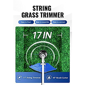 WILD BADGER POWER 26cc Weed Wacker Gas Powered, 4 in 1 String Trimmer, Wheeled Edger, Hedge Trimmer and Brush Cutter Blade, Multi Yard Care Tools, Rubber Handle & Shoulder Strap Included