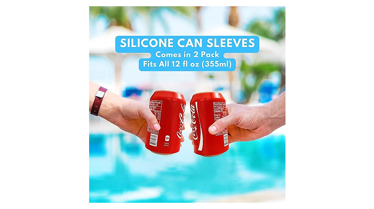 Silicone Can Covers for 12 oz Cans - 2 Pack, Red | Perfect for Outdoors